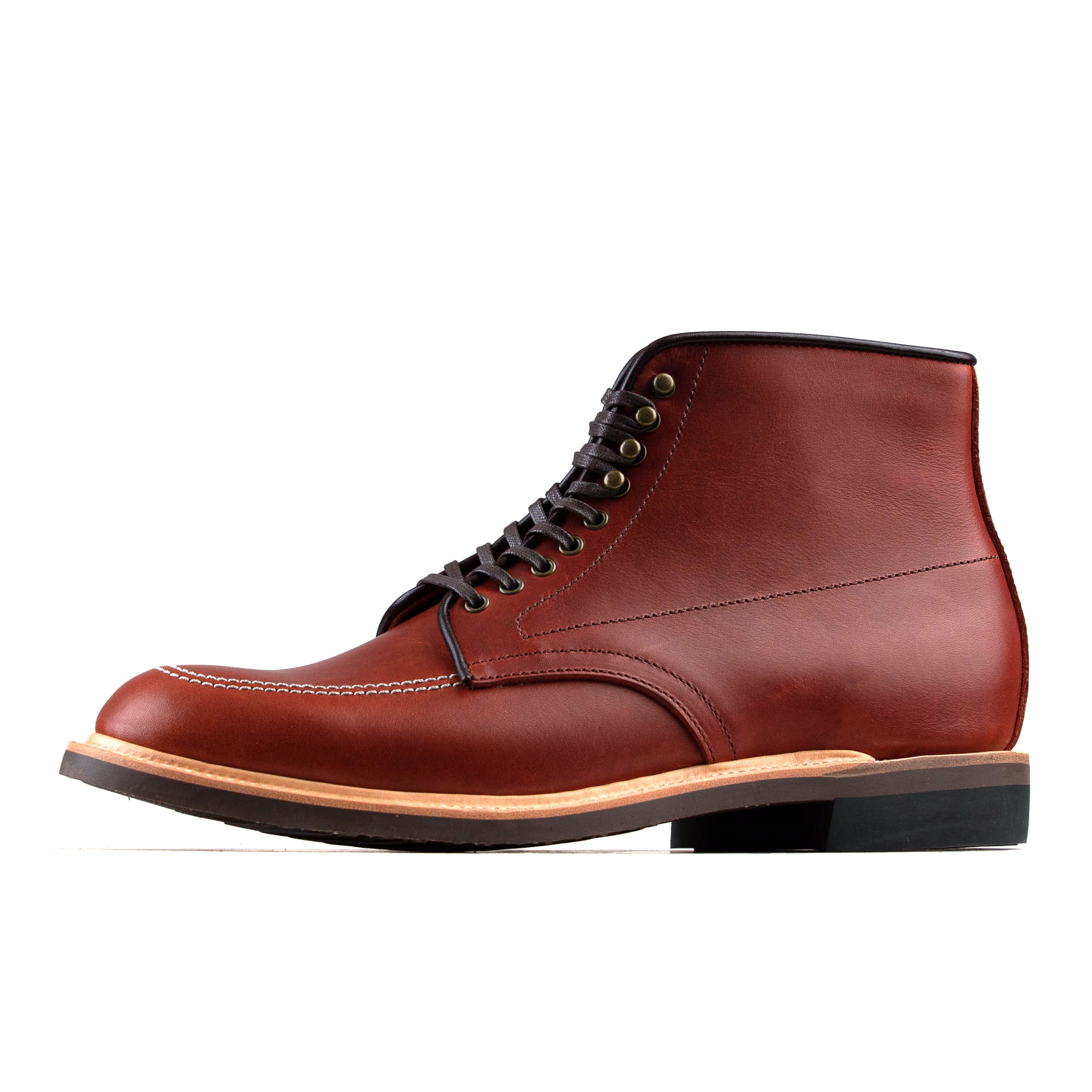 Indiana MocToe Boot - luosjiet®boots - BrickRed Full Grain Cowhide ...