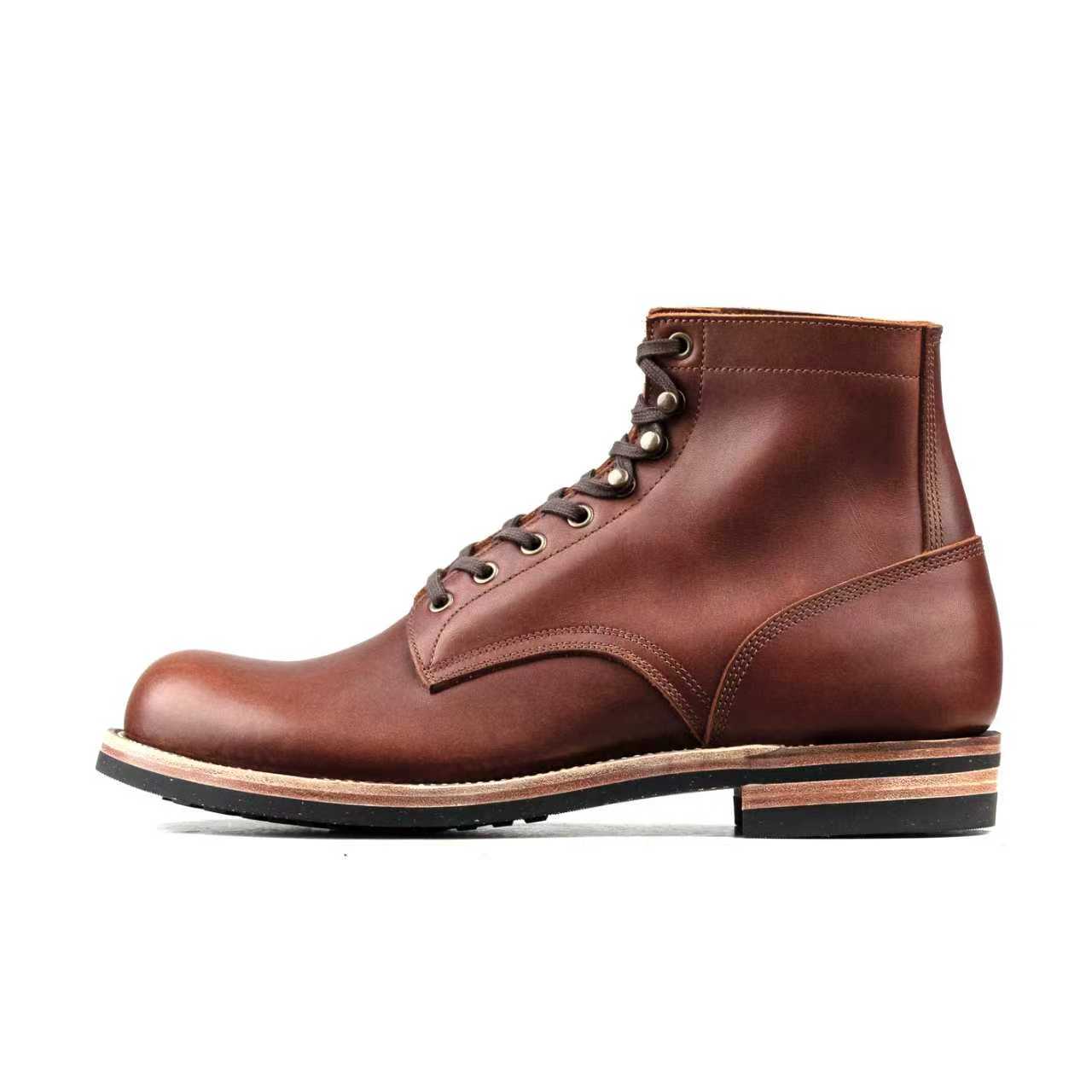 Munson Plain Toe Logging Boot -luosjiet®boots - Brown Full Grain oiled ...