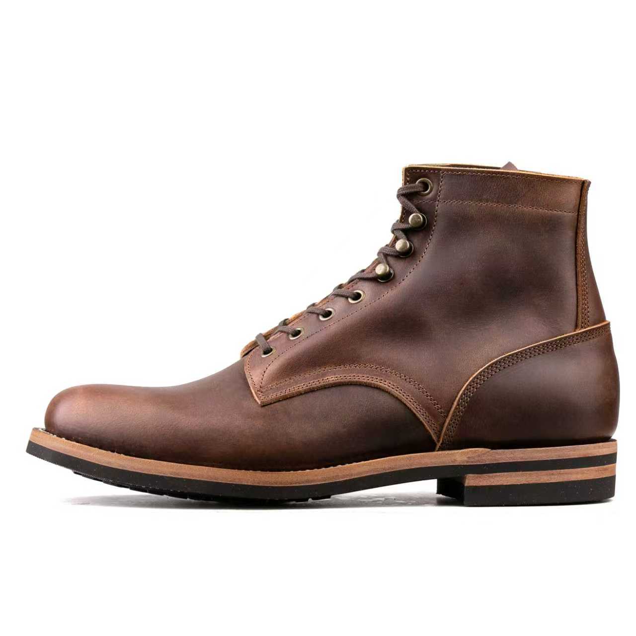 Almond Plain Toe Logging Boot -luosjiet®boots - Natural Oil-grained Co ...